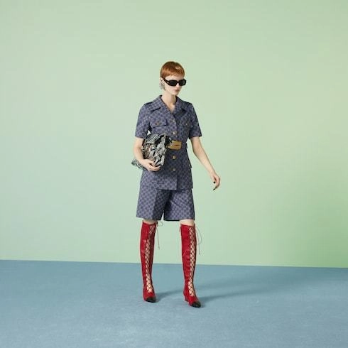Gucci Gg Monogram Belted Dress