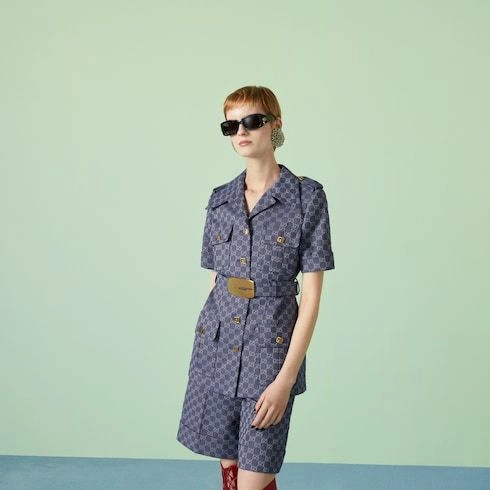 Gucci Gg Monogram Belted Dress