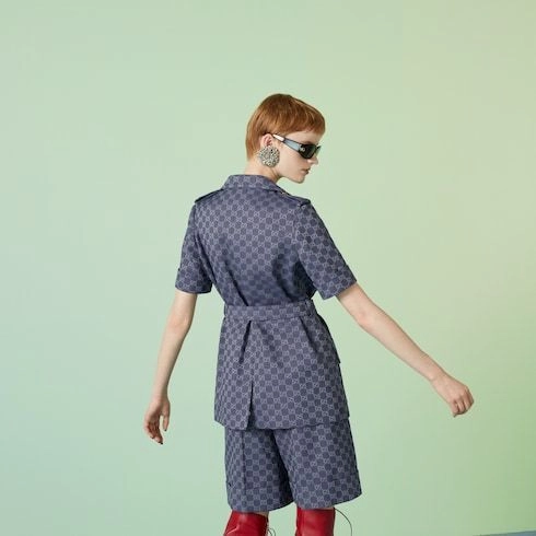 Gucci Gg Monogram Belted Dress