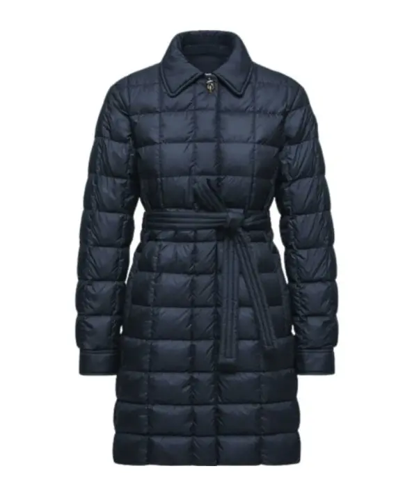 Moncler Gresillon Belted Long Padded Jacket - Midnight Blue