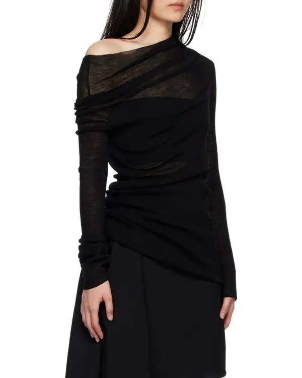ANN DEMEULEMEESTER Draped Turtleneck Long-sleeved Jumper - Black
