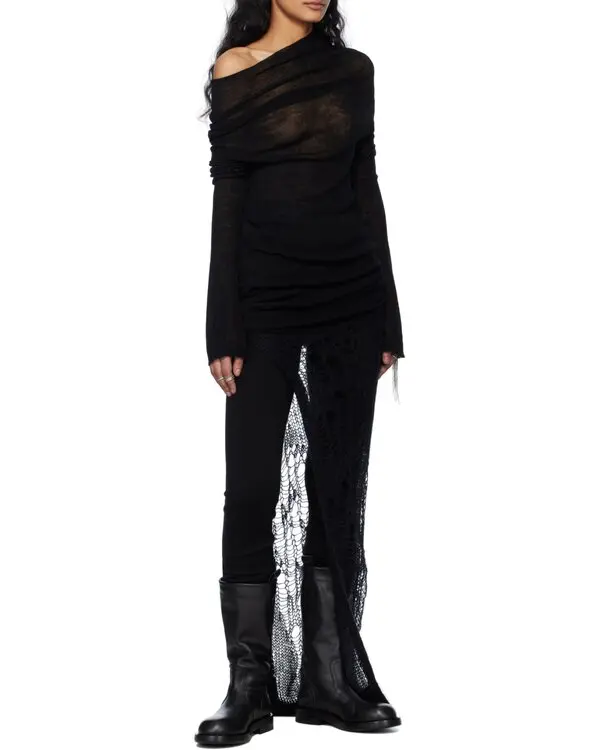ANN DEMEULEMEESTER Draped Turtleneck Long-sleeved Jumper - Black