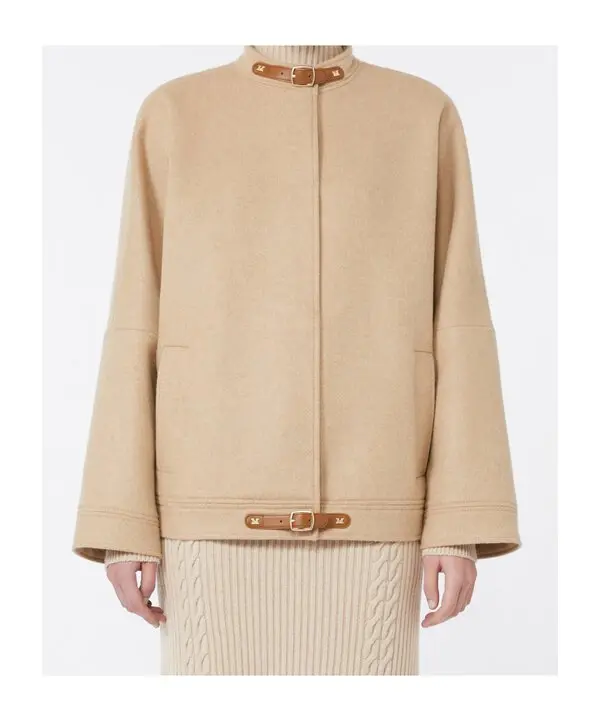 Max Mara Fascia Bomber Jacket In Cashmere, Camel, And Silk - Beige