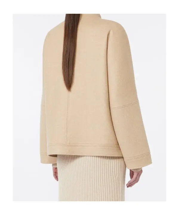 Max Mara Fascia Bomber Jacket In Cashmere, Camel, And Silk - Beige