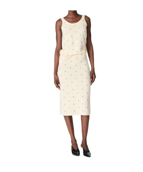 Bottega Veneta Embroidered Matches Midi Skirt - Chalk/lacquer