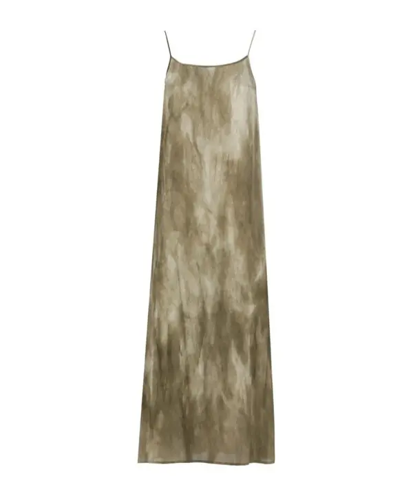 UMA WANG Silk Maxi Dress With Spaghetti Straps - Greygreen