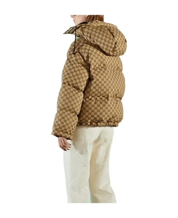 Gucci Gg Cotton Canvas Puffer Jacket - Camel/ebony