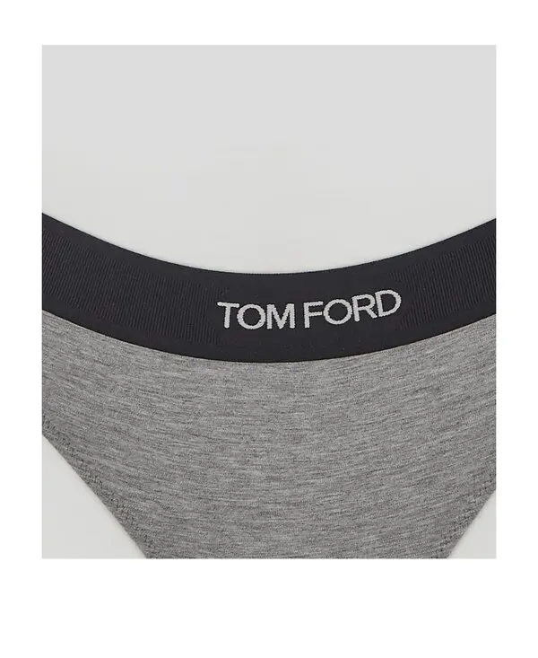 TOM FORD Logo-waistband Stretch Thongs - Gray