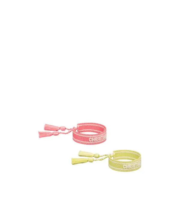 Dior Embroidered Bracelet Set - Candy Pink/lemon Yellow