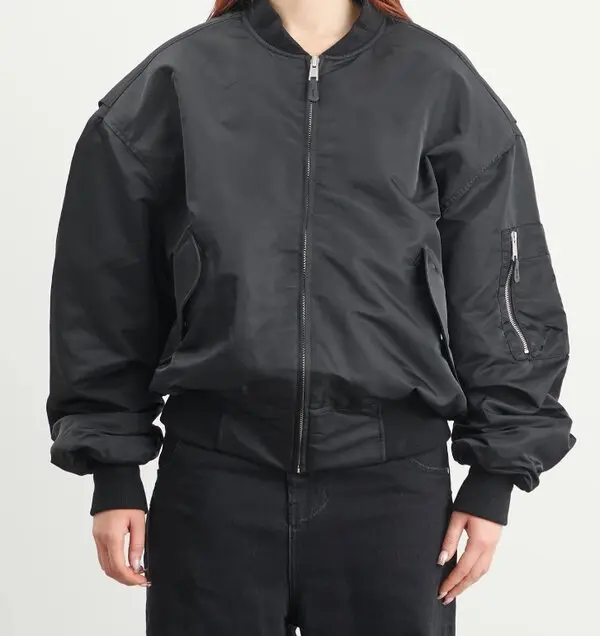 ENTIRE STUDIOS Bomber Jacket With Zippered Sleeve Pockets - Black
