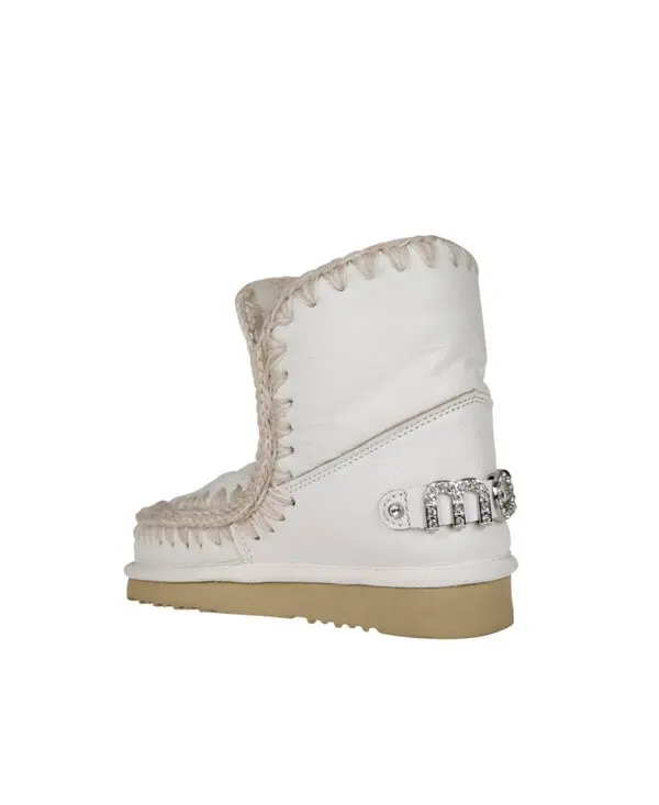 Mou Contrast Stitching Snow Boots - White