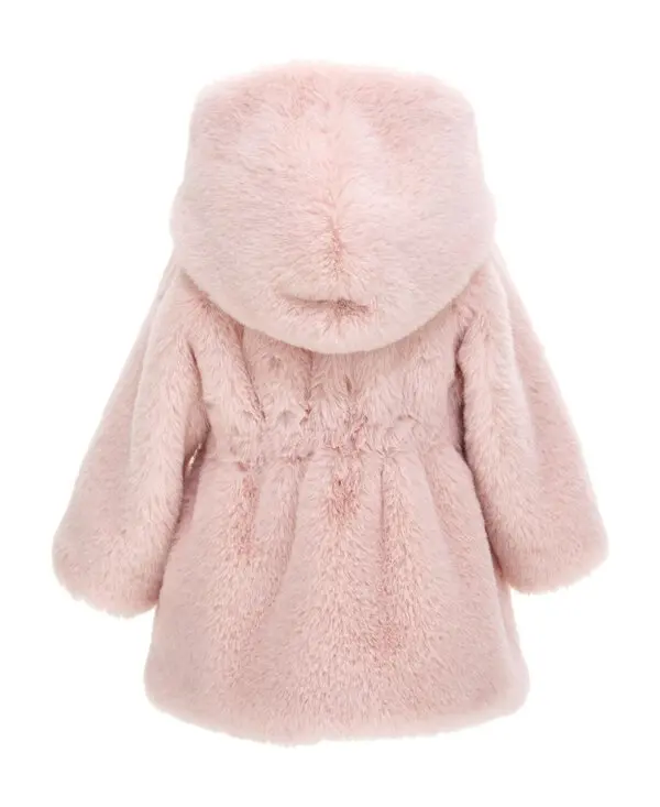 Monnalisa Faux Fur Hooded Long-sleeved Coat