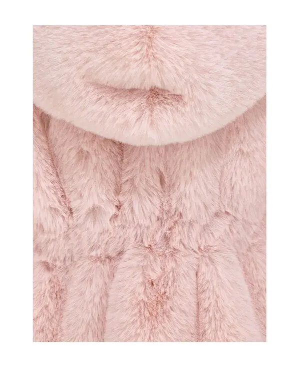 Monnalisa Faux Fur Hooded Long-sleeved Coat