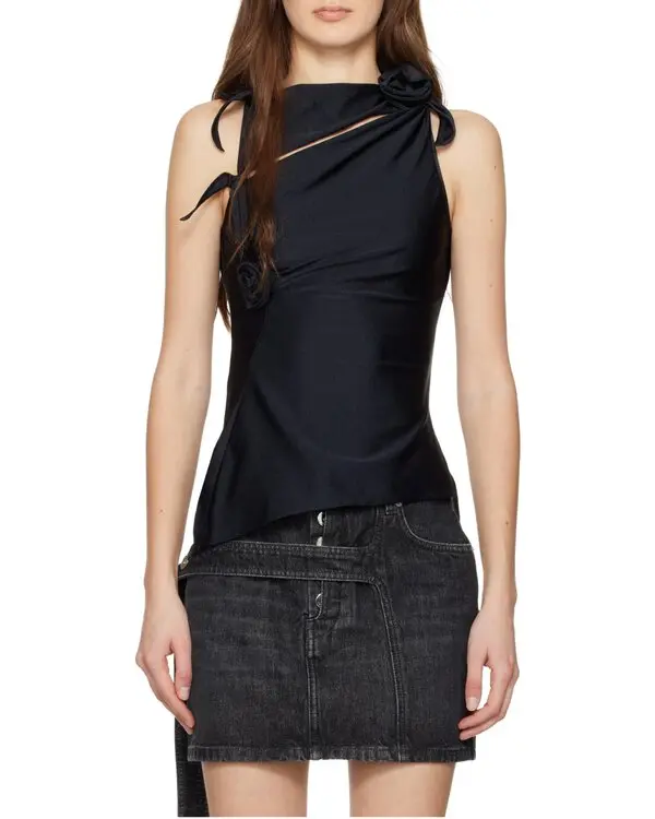 Coperni Asymmetrical Flower Top - Black