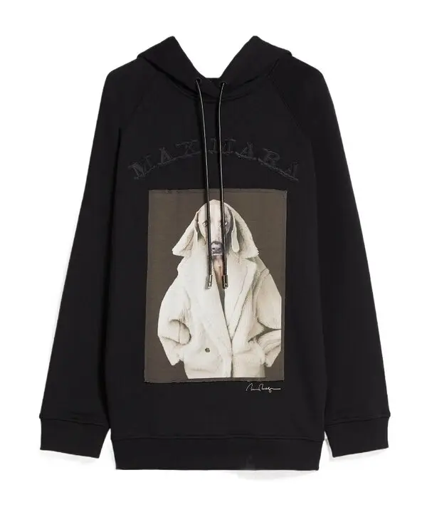 Max Mara Graphic Print Logo Patch Hoodie - Black