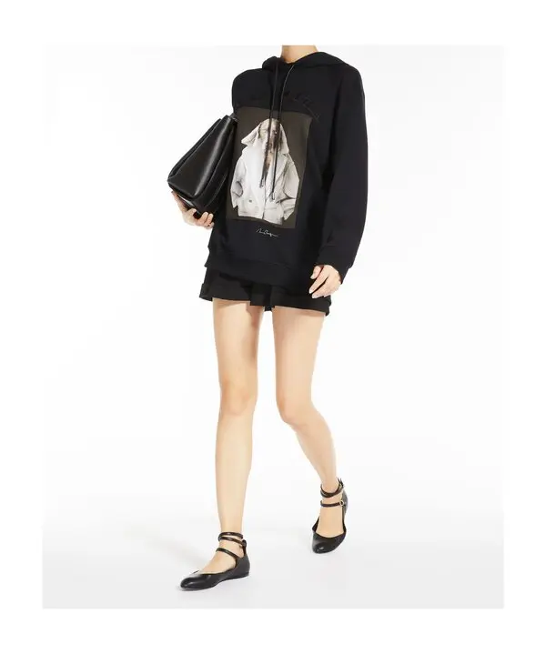 Max Mara Graphic Print Logo Patch Hoodie - Black