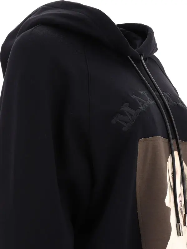 Max Mara Graphic Print Logo Patch Hoodie - Black