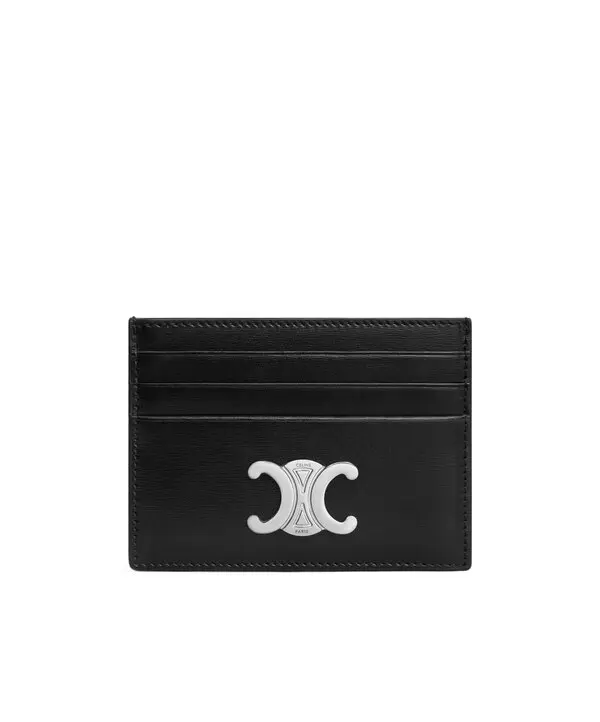 Celine Card Holder Triomphe In Shiny Calfskin - Black