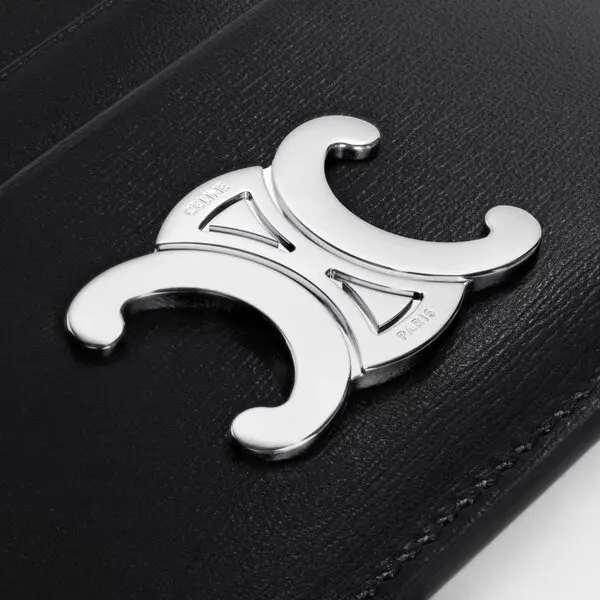 Celine Card Holder Triomphe In Shiny Calfskin