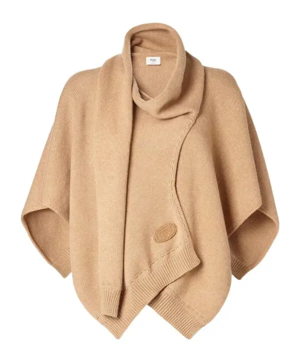 Fendi Cashmere Poncho With Leather Selleria Stamp