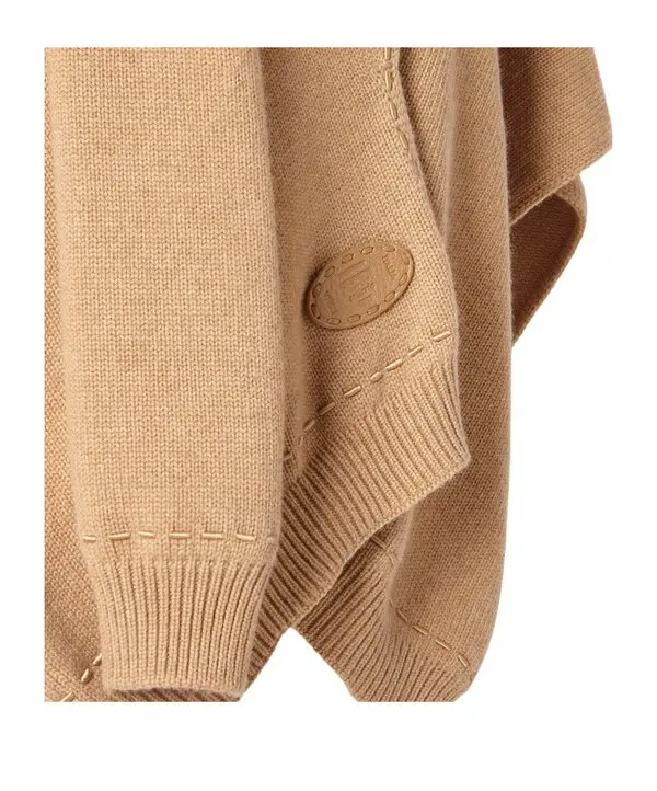 Fendi Cashmere Poncho With Leather Selleria Stamp