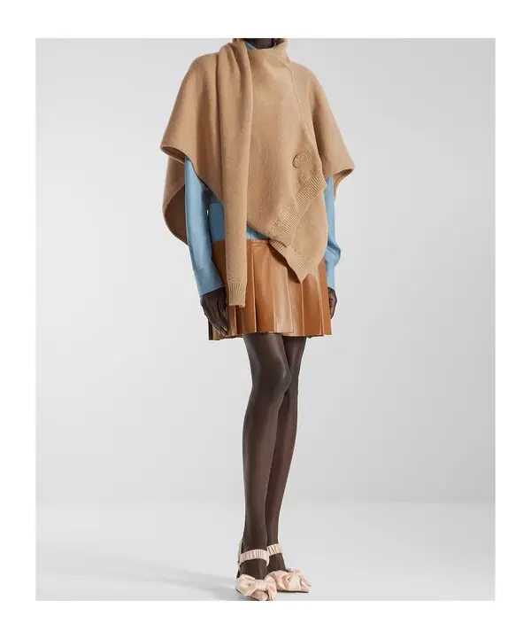 Fendi Cashmere Poncho With Leather Selleria Stamp