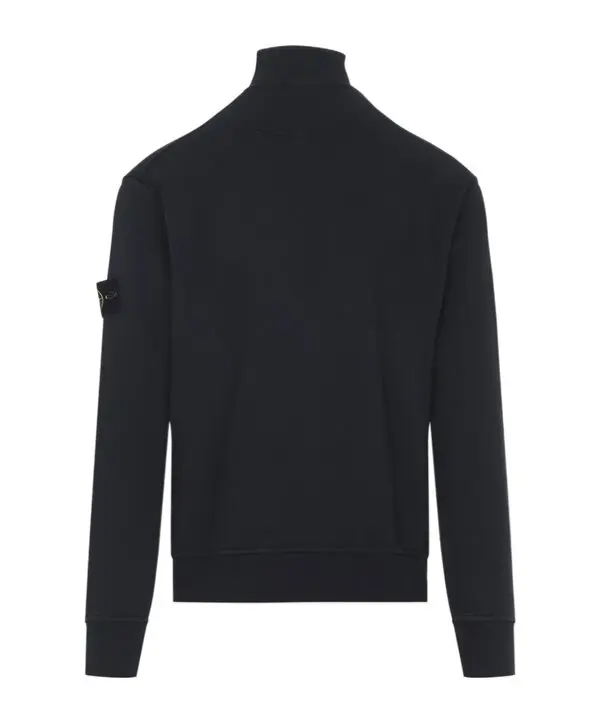Stone Island Logo Patch Zip-up Sweatshirt - Blue