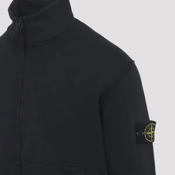 Stone Island Logo Patch Zip-up Sweatshirt - Blue