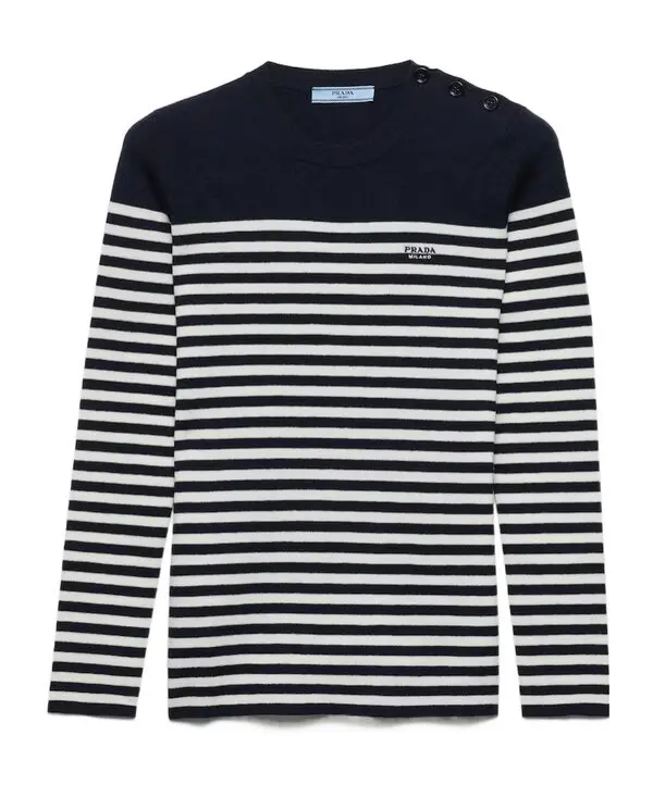 Prada Striped Crewneck Jumper - Black