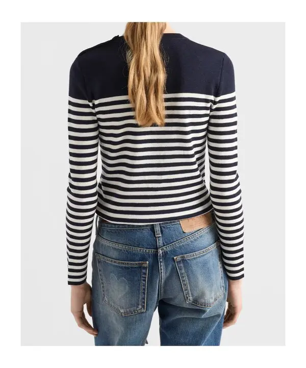 Prada Striped Crewneck Jumper - Black