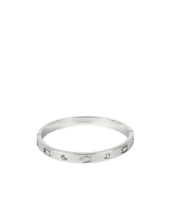 COACH Hinge Bangle Bracelet With Monogram Motif - White