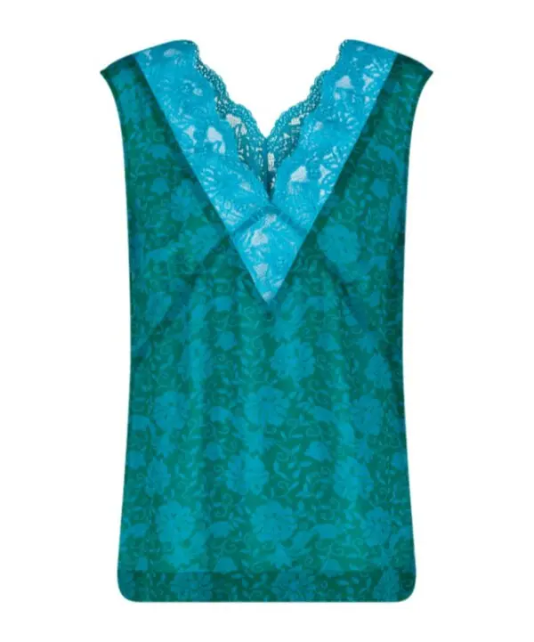Dries Van Noten V-neck Sleeveless Graphic Print Top - Turquoise