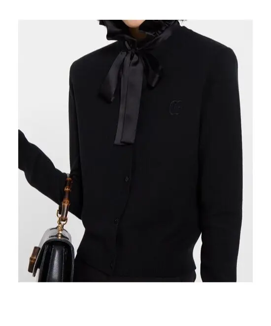Gucci Embroidered Knit Cardigan - Black