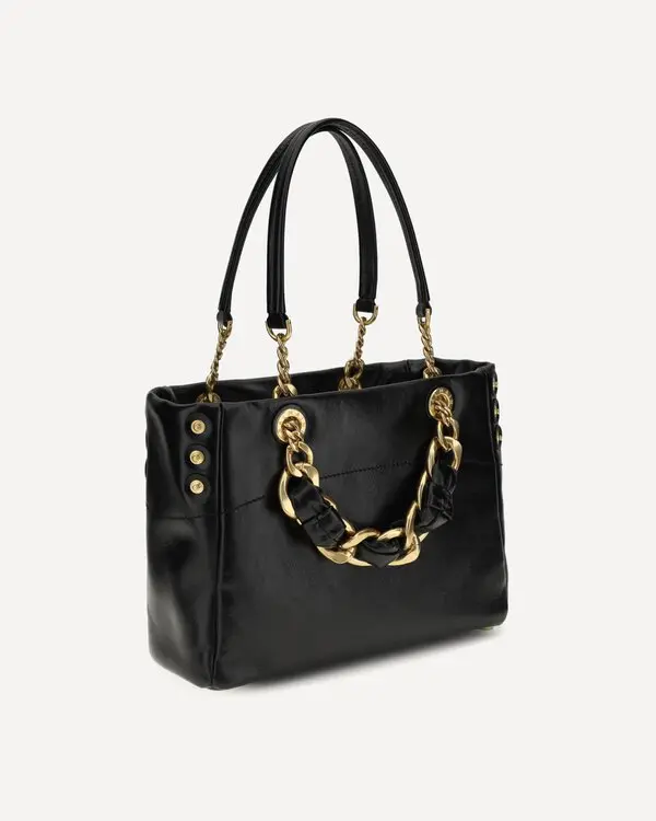 Balmain 1945 Soft Cabas Small Crinkled Shoulder Bag - Black