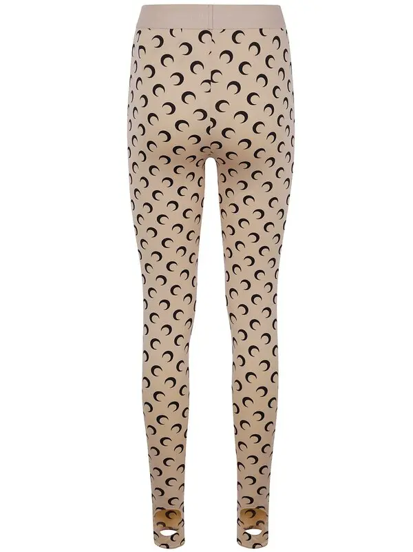 MARINE SERRE Moon Printed Skinny-cut Leggings - Nude
