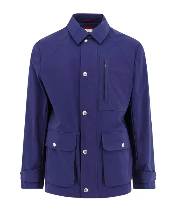 Brunello Cucinelli High-neck Long-sleeved Jacket - Blue