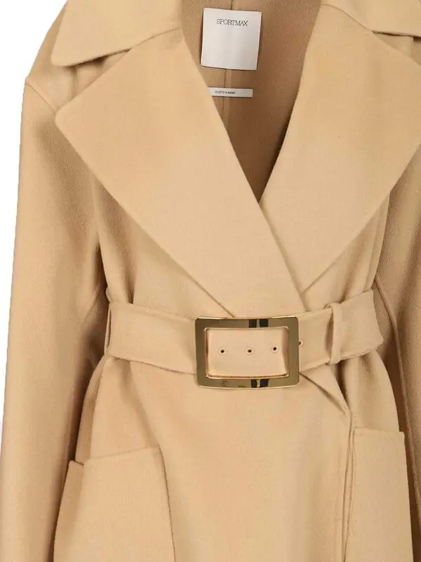 Sportmax Belted Long Sleeve Coat - Nude