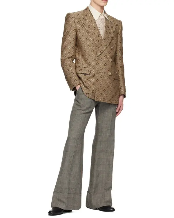 Gucci Gg Pattern Double-breasted Blazer - Gray
