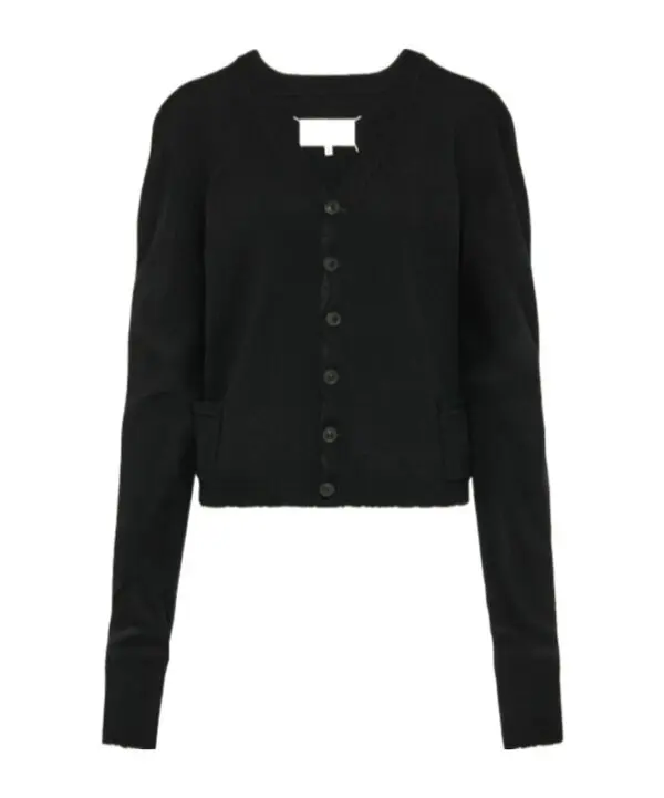 MAISON MARGIELA Four Stitch Detailed Knitted Cardigan - Black