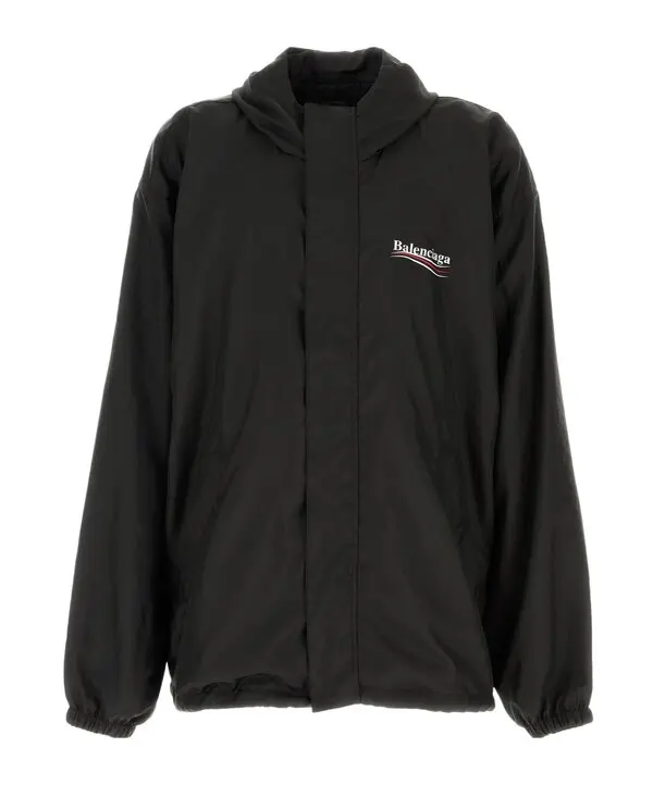 Balenciaga Political Campaign Hooded Jacket - Black