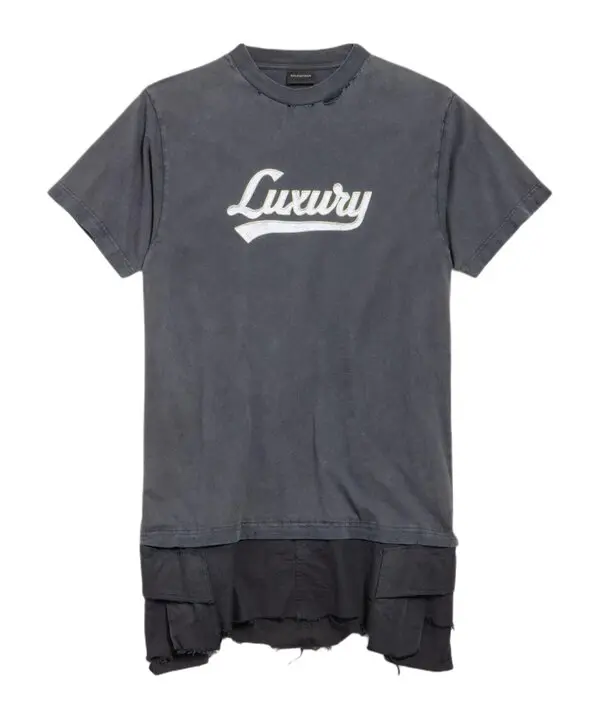 Balenciaga Luxury Script T-shirt Dress - Black