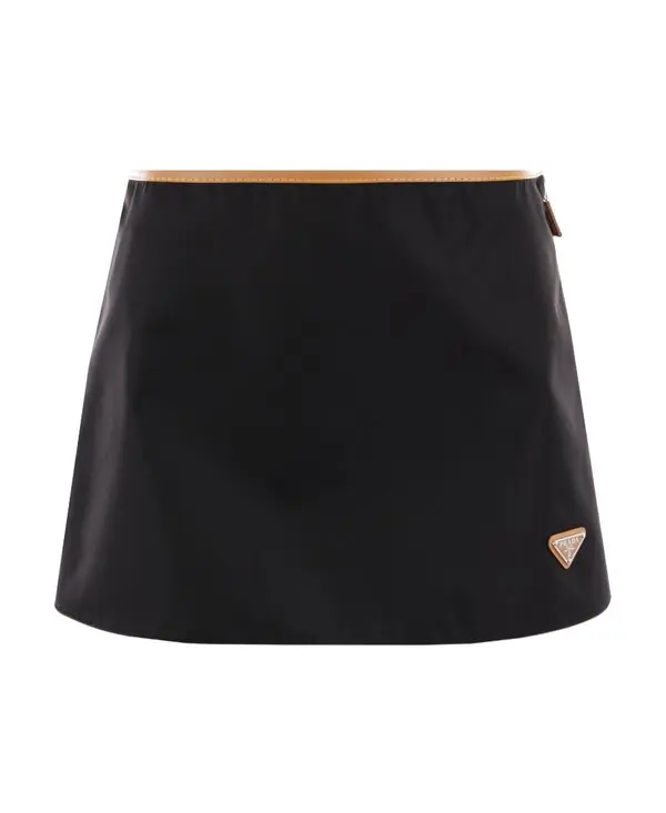 Prada Logo Patch Mini Skirt - Black