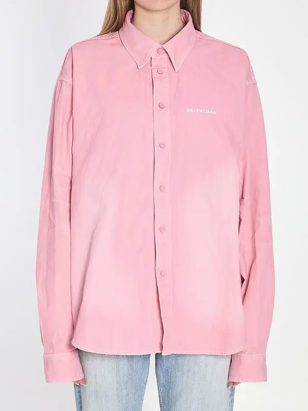 Balenciaga Logo Embroidered Long-sleeve Shirt