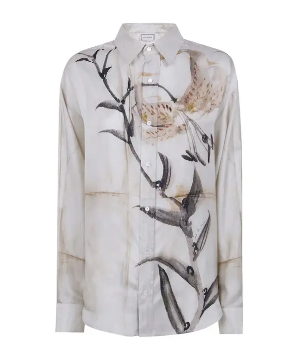 PIERRE-LOUIS MASCIA Floral Print Long Sleeve Shirt - Gray