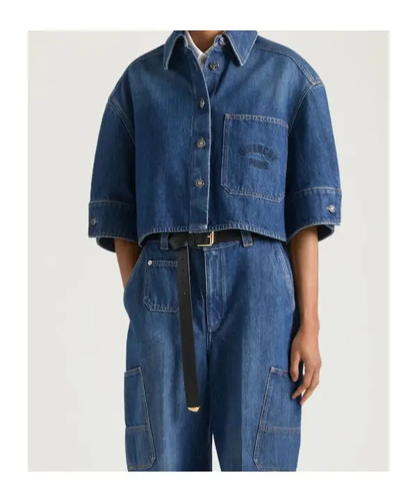 Givenchy Cropped Cocoon Denim Shirt - Medium Blue