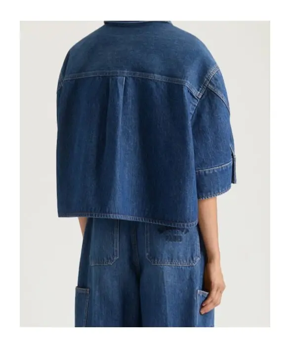 Givenchy Cropped Cocoon Denim Shirt - Medium Blue