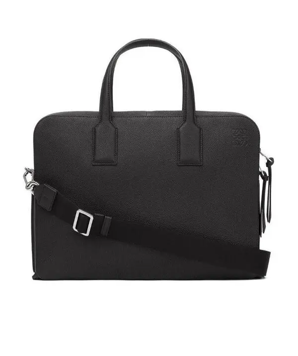 Loewe Goya Thin Briefcase In Soft Grained Calfskin - Black