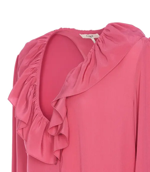 Chloé Ruffled V-neck Long Sleeve Blouse