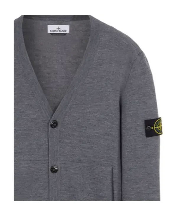 Stone Island Logo-patch Button-up Cardigan - Grey