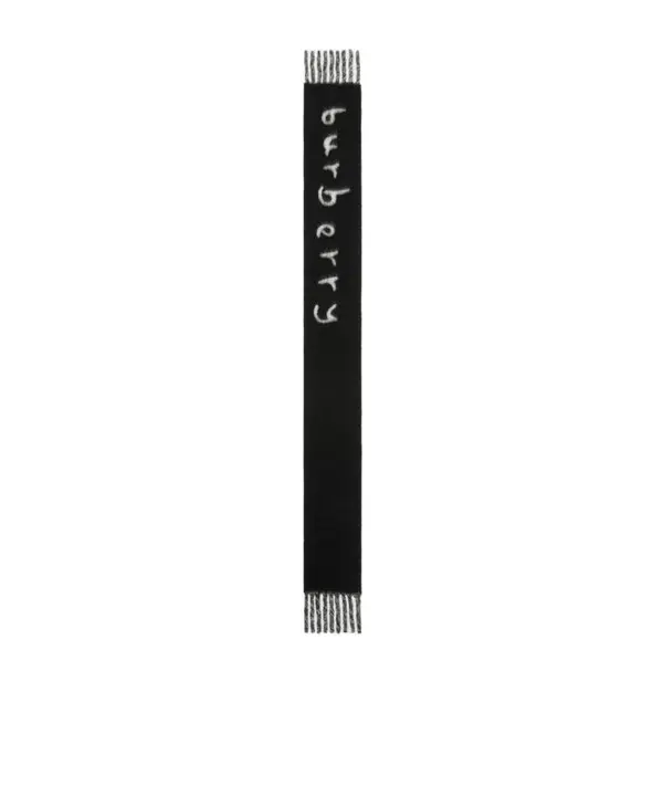 Burberry Reversible Logo Jacquard Fringed Scarf - Black
